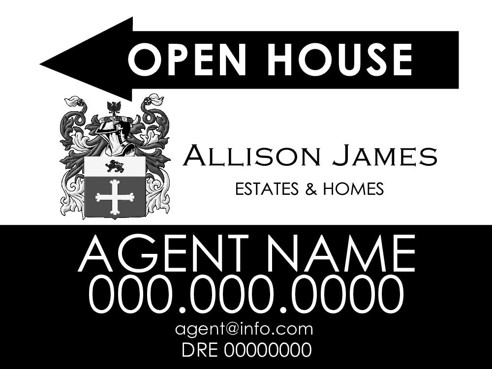 Explore Custom Allison James 18x24 Open House Sign with Metal Frame ...